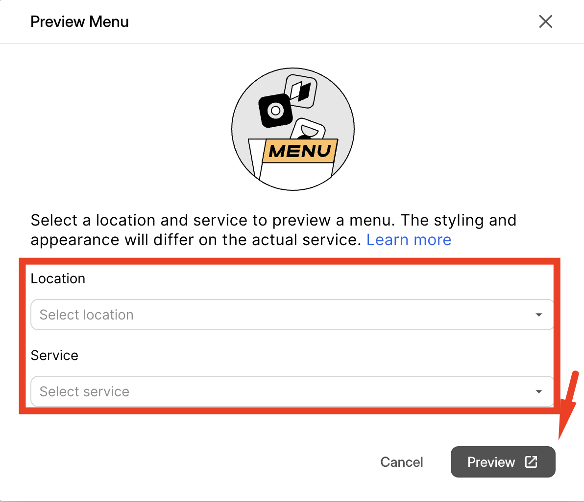 Self-Serve - Menu Preview – Otter Help Center