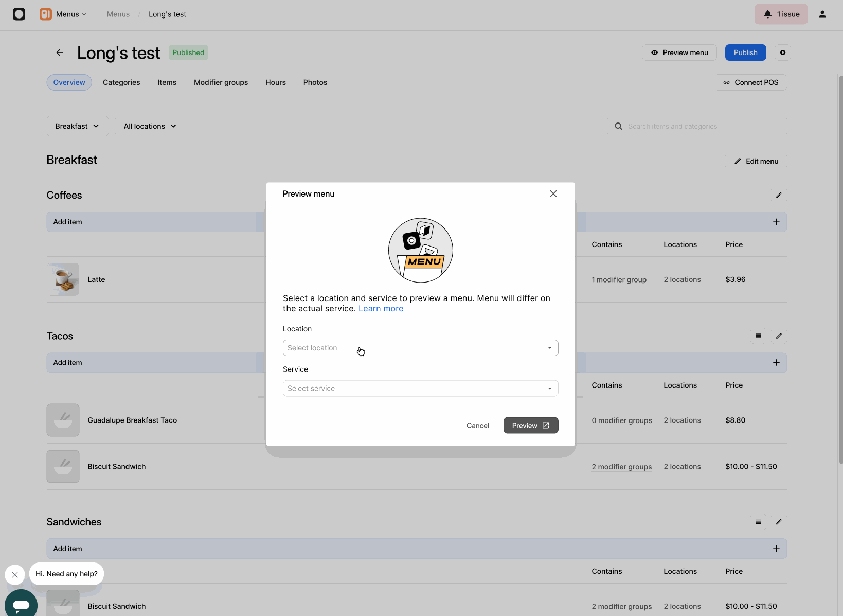 Self-Serve - Menu Preview – Otter Help Center