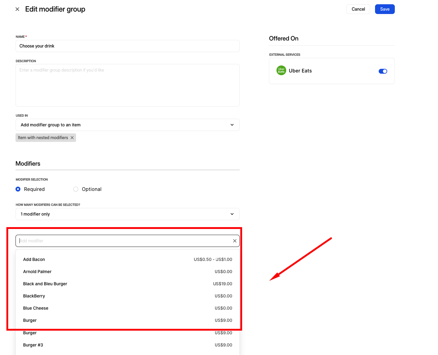 How To Create Nested Modifiers Otter Help Center Us 