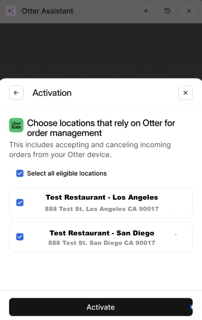 Guide d'intégration Uber Eats – Otter Aide