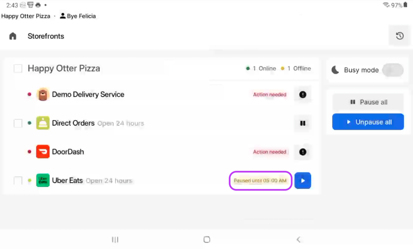 Pausing a Storefront – Otter Help Center